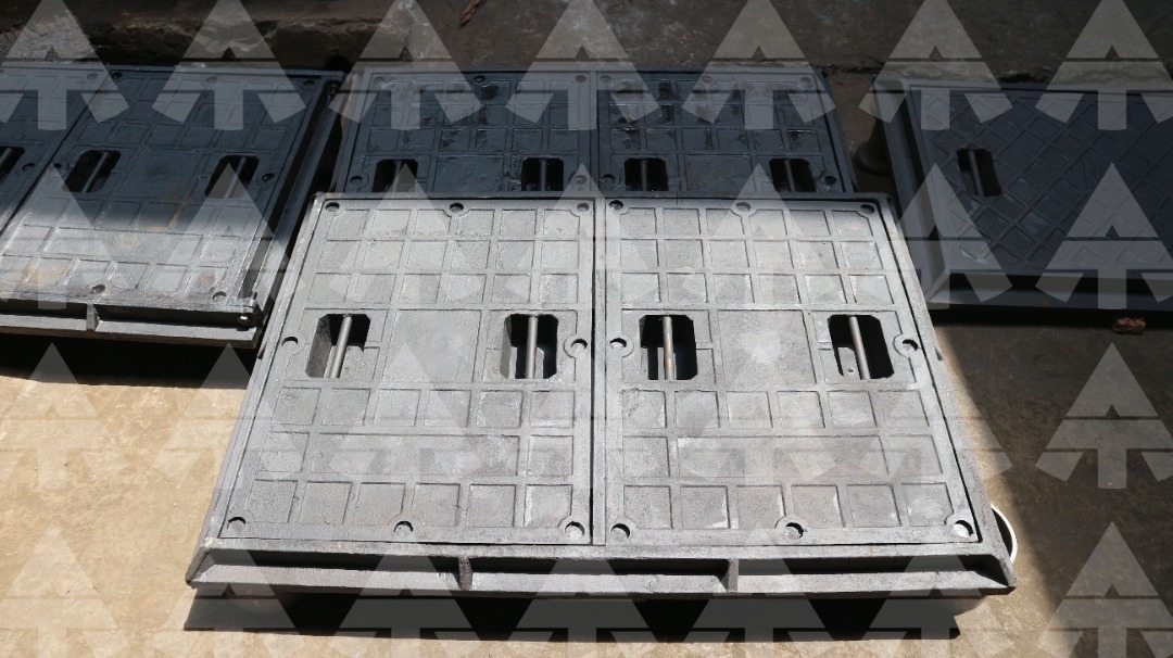 Cast Iron Rectangular Double-Door Manhole Set, Commercial & Industrial ...