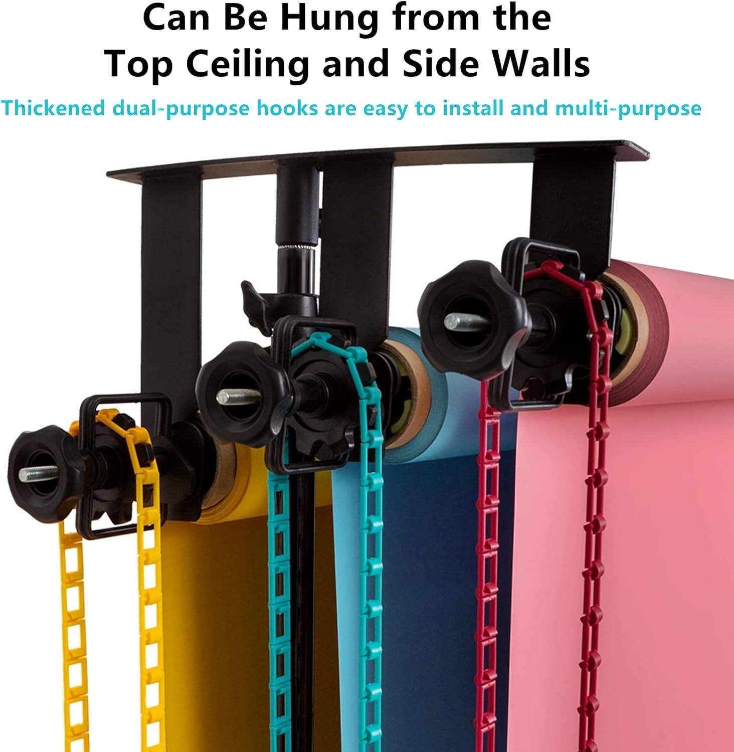 Goshoot 3 Roller Wall Mount Manual Backdrop Support System Set, with 6 ...