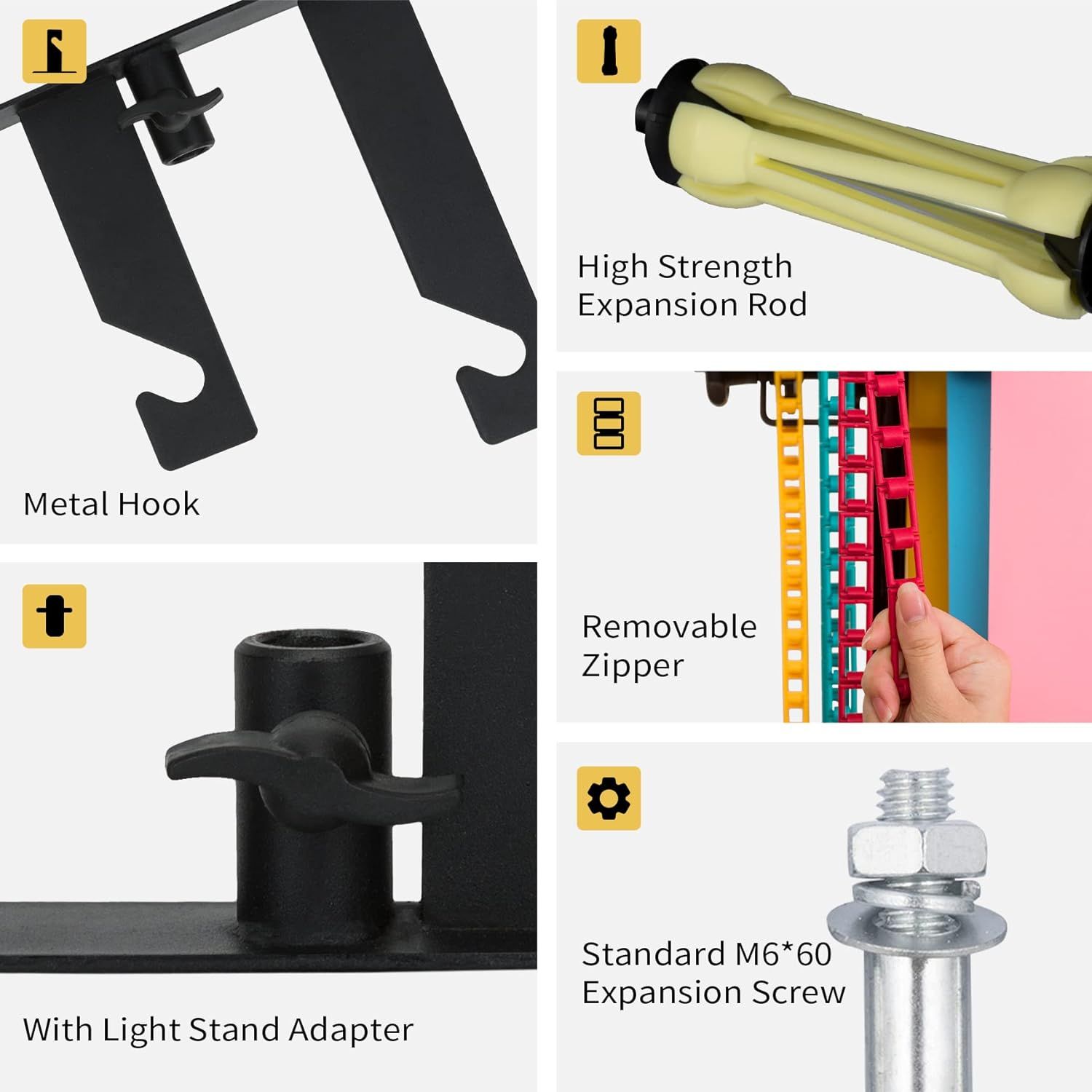 Goshoot 3 Roller Wall Mount Manual Backdrop Support System Set, with 6 ...