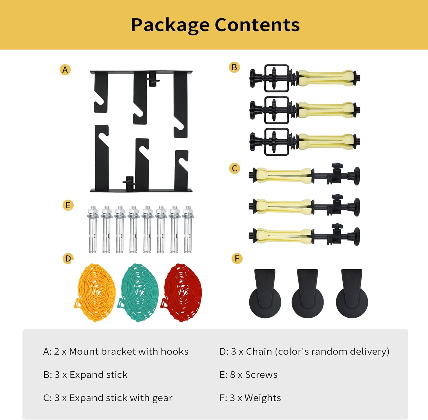Goshoot 3 Roller Wall Mount Manual Backdrop Support System Set, with 6 ...