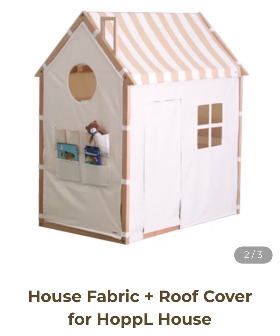 Hoppl house屋仔 for toddler bed + rooftop and house fabric, 傢俬＆家居, 傢俬, 床架及床褥 - Carousell