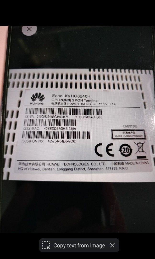 Huawei echolife hg8240h WiFi /tp link archer C6 ac200 router, Computers ...