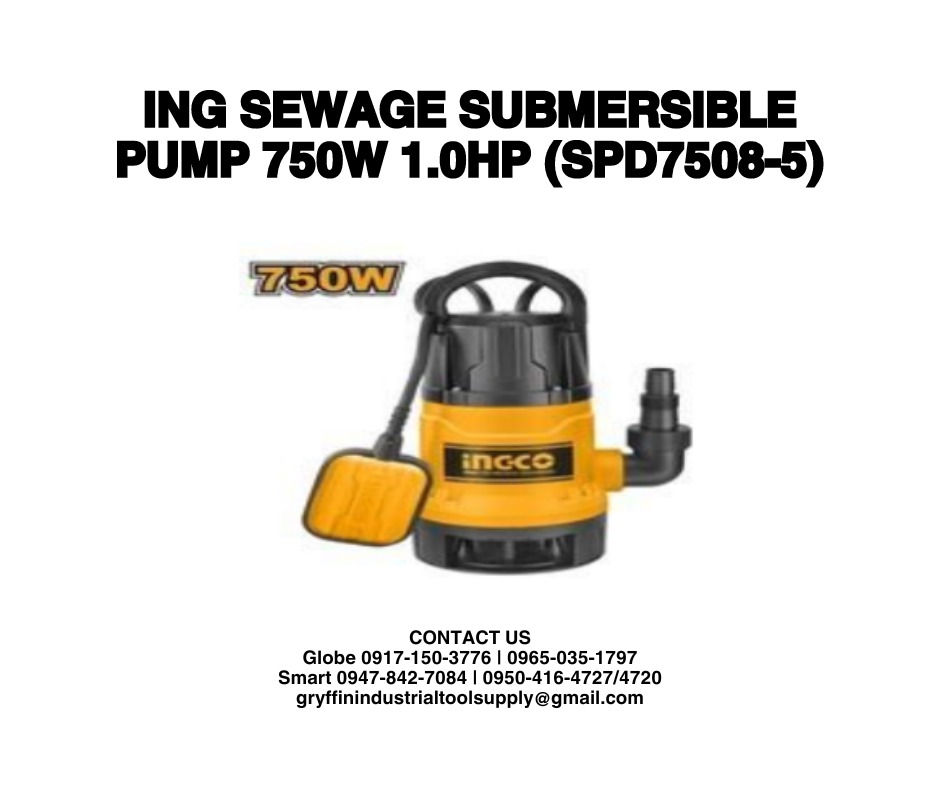 ING SEWAGE SUBMERSIBLE PUMP 750W 1.0HP (SPD7508-5), Commercial ...