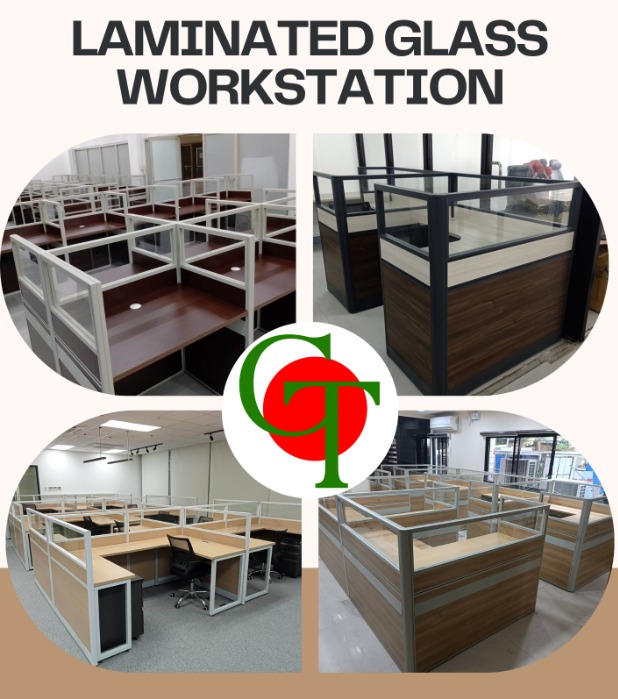 LAMINATED GLASS WORKSTATION, Furniture & Home Living, Office Furniture ...