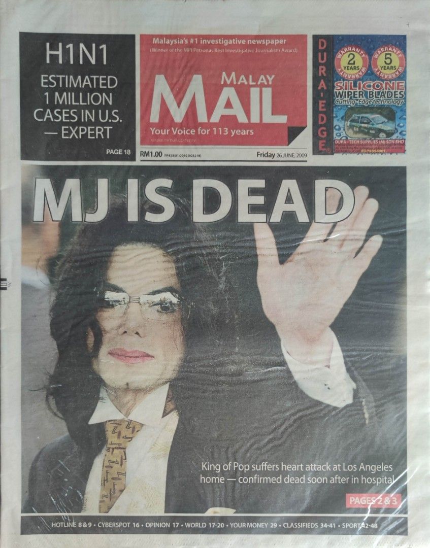 Malay Mail Michael Jackson, Hobbies & Toys, Collectibles & Memorabilia ...