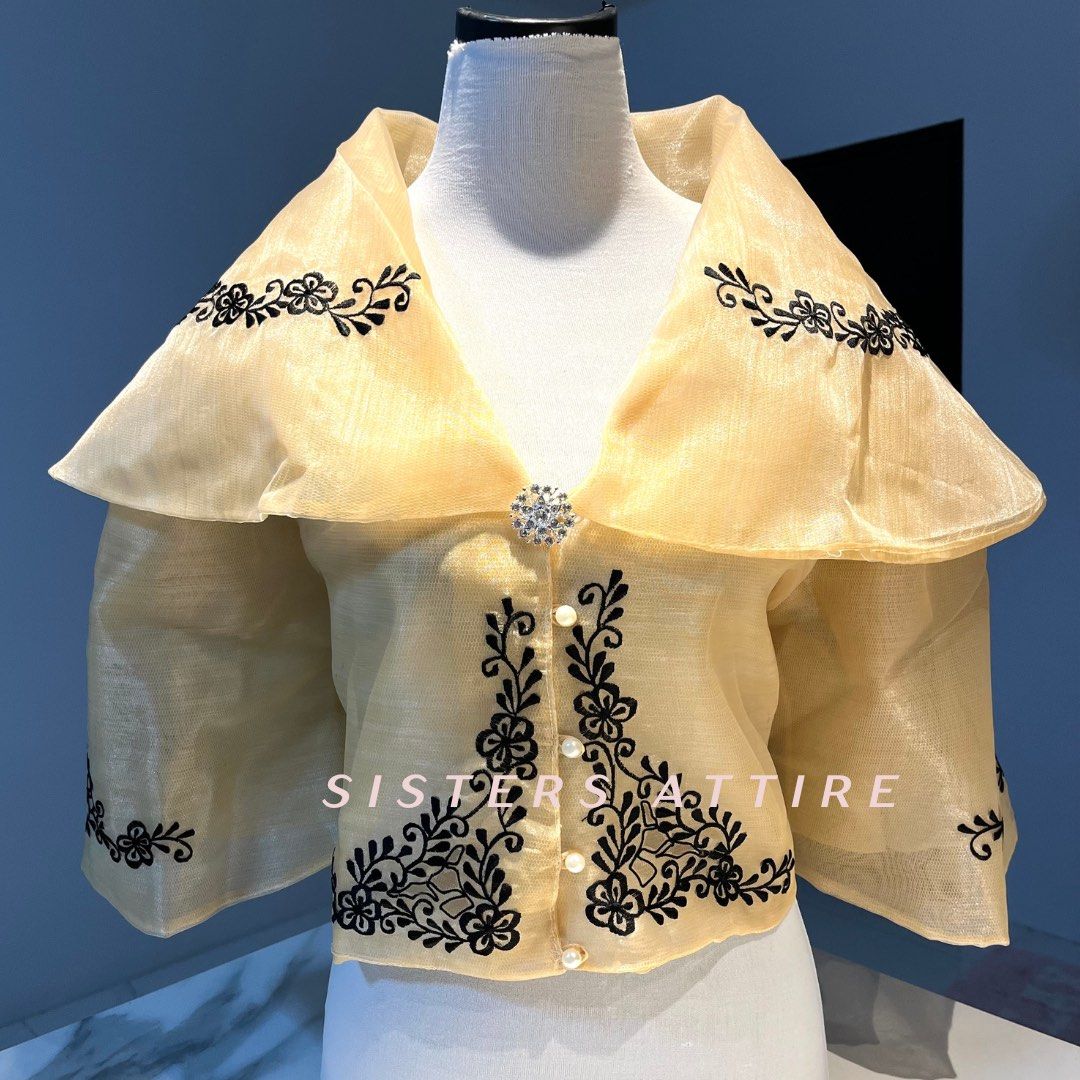 MODERN Filipiniana Maria Clara with Black Embroidered, Women's Fashion ...