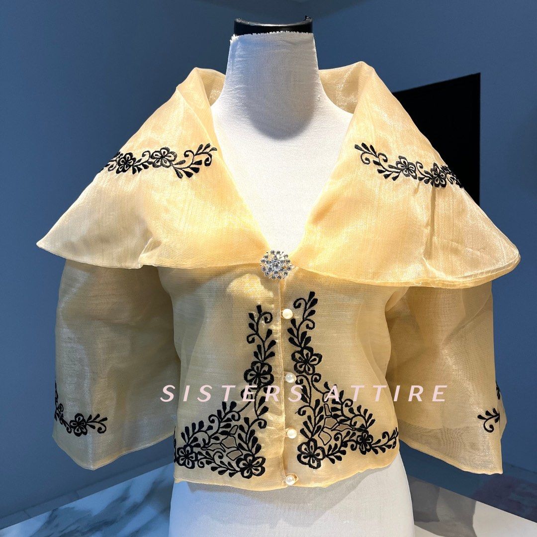 MODERN Filipiniana Maria Clara with Black Embroidered, Women's Fashion ...