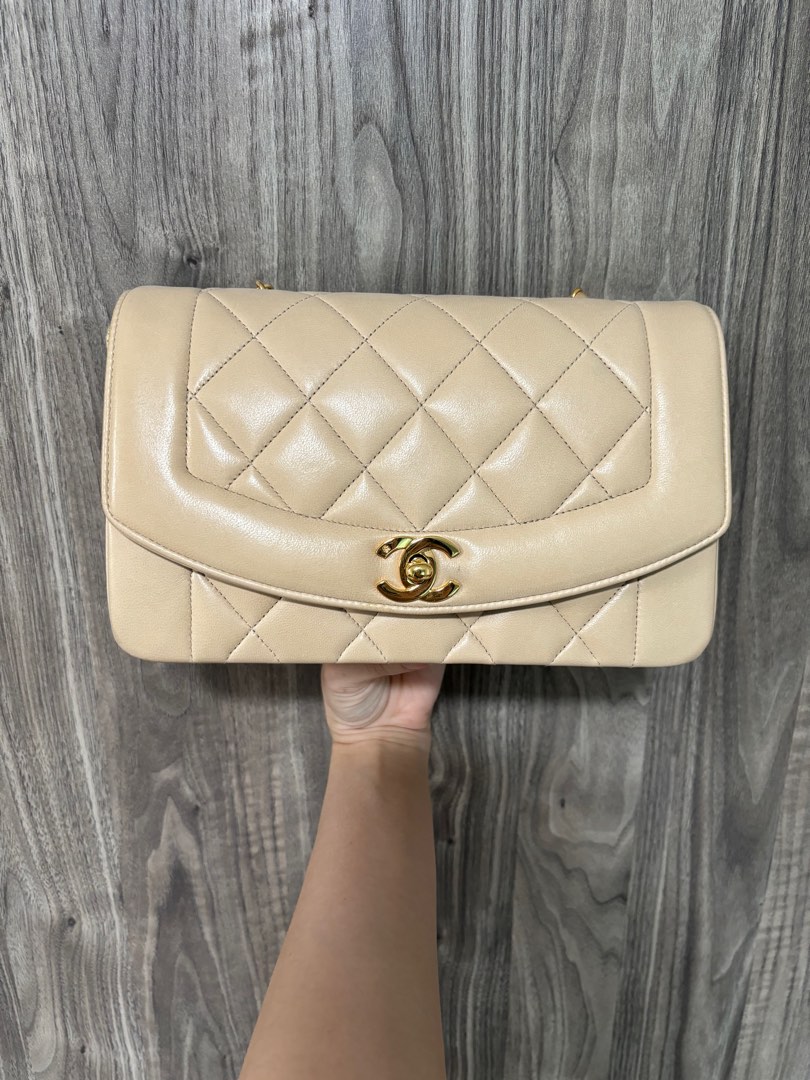 RARE Chanel Diana beige milk tea Small (full set) vintage, Luxury, Bags ...