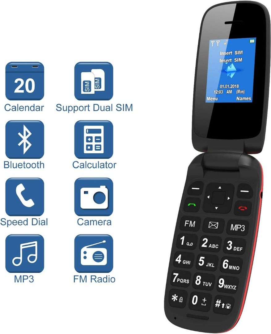 [5593] Ushining F200 3G Unlocked Senior Flip Phone Large Icon Cell Easy ...