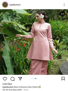 Baju raya baju kurung pink glam, Women's Fashion, Dresses & Sets ...