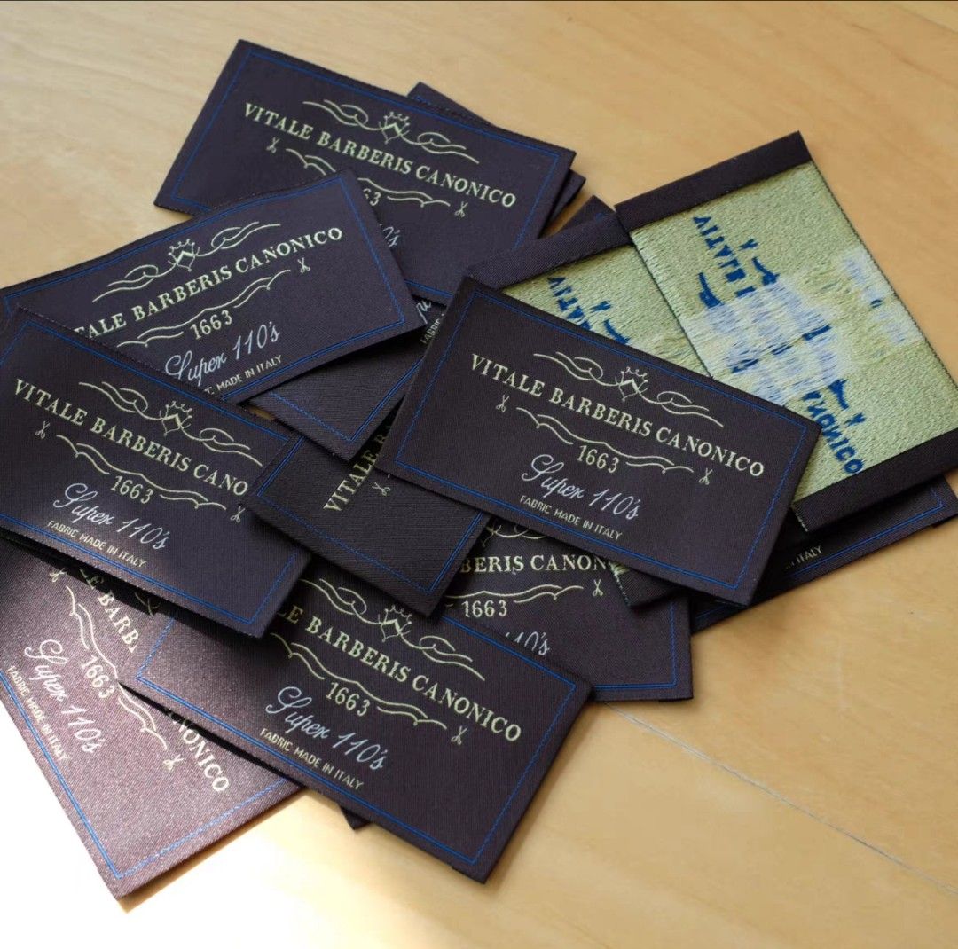 Branded fabric brands or mills generic woven labels for jacket suit ...