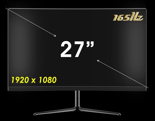 Gamdias Atlas HD27G 27" VA 165hz Curved Screen HDMIS Audio & Video Port ...