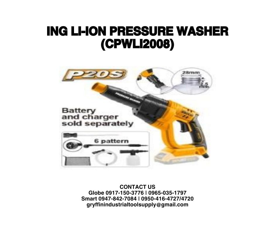 ING LI-ION PRESSURE WASHER (CPWLI2008), Commercial & Industrial ...