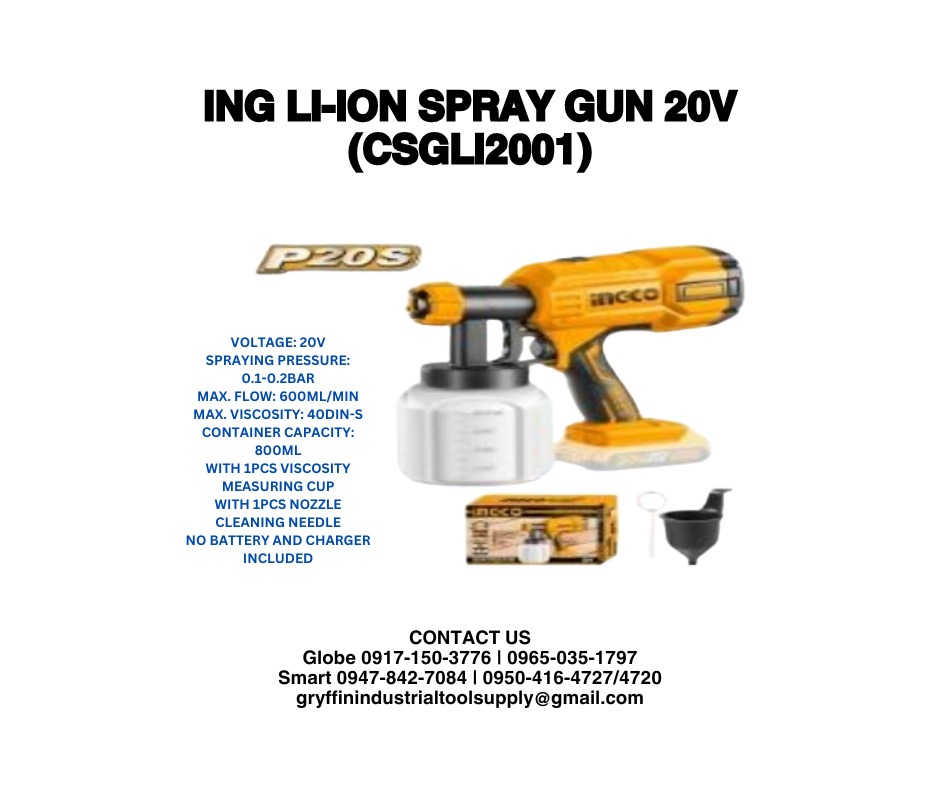 ING LI-ION SPRAY GUN 20V (CSGLI2001), Commercial & Industrial ...