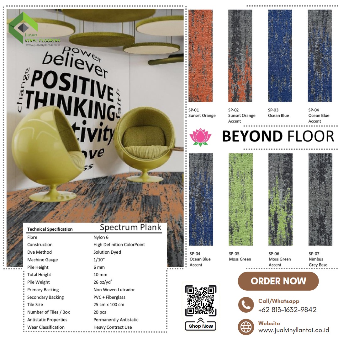 Karpet tile Beyond Spectrum uk 25cm x 100m tebal 10mm, Perabotan Rumah di Carousell