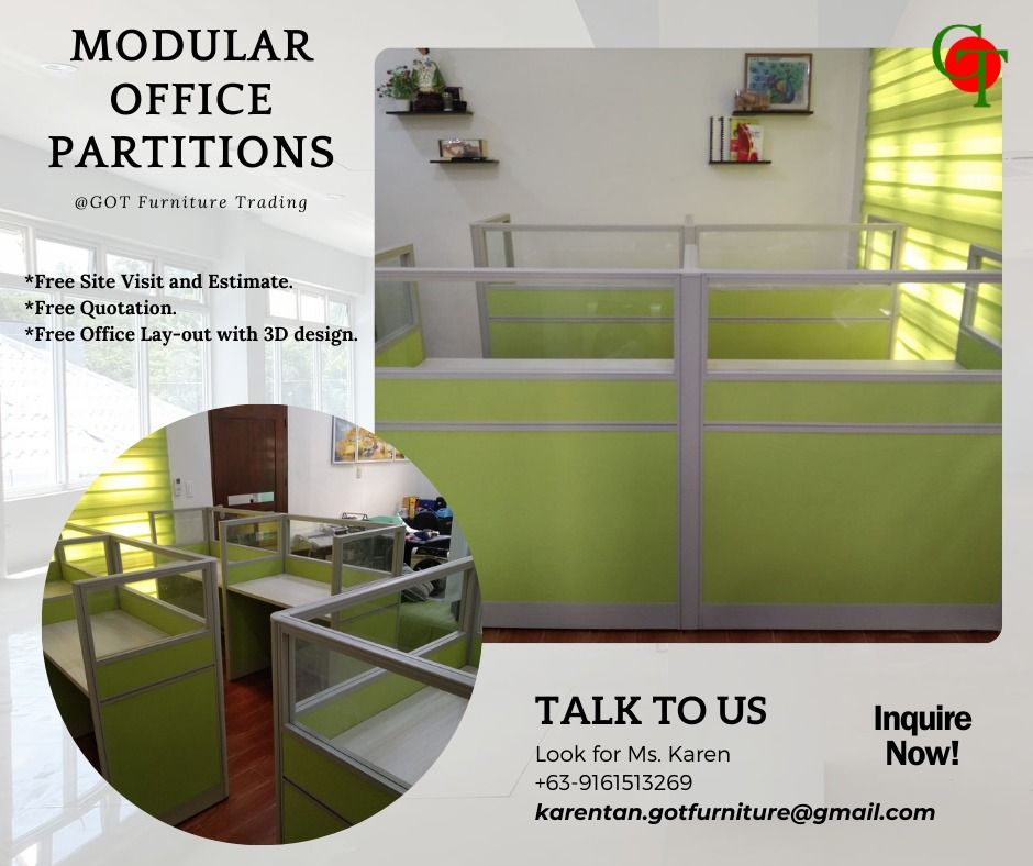 Modular Office Partition/ Colored Laminate with Glass partition ...