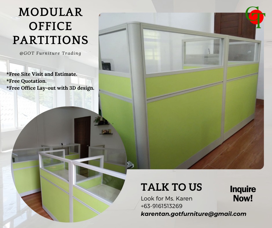 Modular Office Partition/ Colored Laminate with Glass partition ...