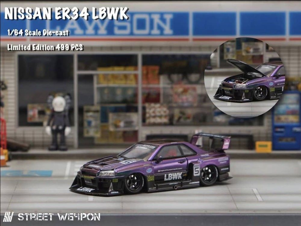 STREET WEAPON Nissan Skyline GT-R (R34) LB-Super Silhouette ER34 #5 Magic Purple X MINI GT ...