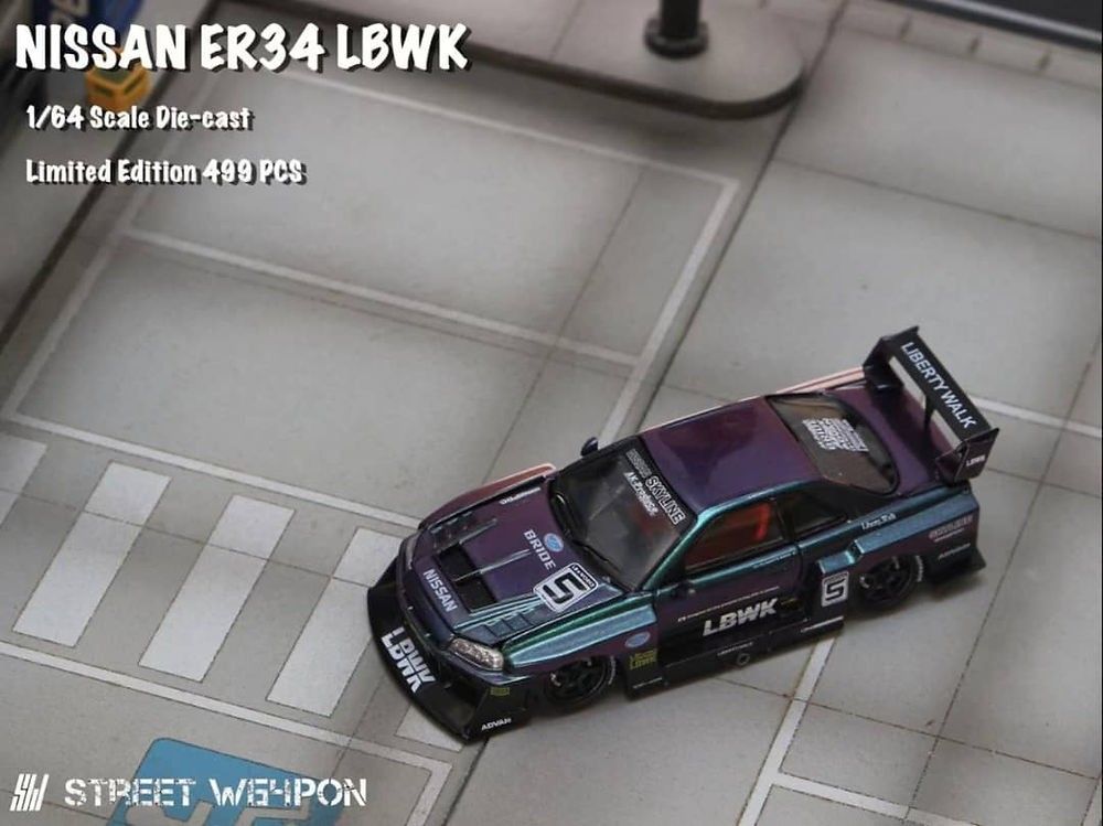 STREET WEAPON Nissan Skyline GT-R (R34) LB-Super Silhouette ER34 #5 Magic Purple X MINI GT ...