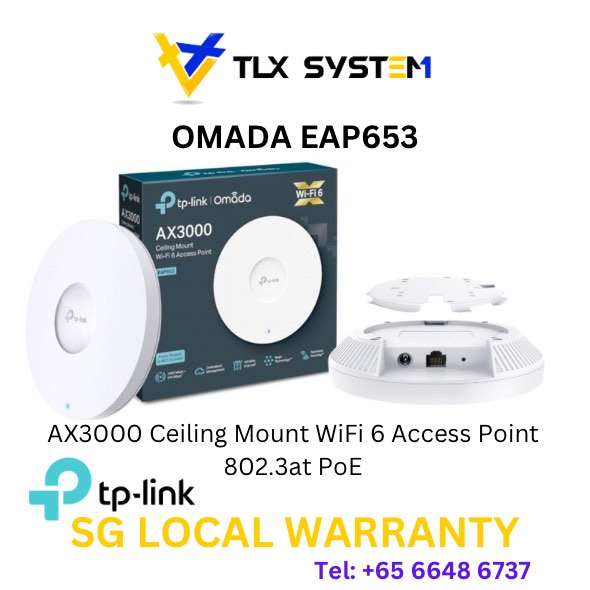 TP-Link OMADA EAP653 AX3000 Ceiling Mount WiFi 6 Access Point 802.3at ...