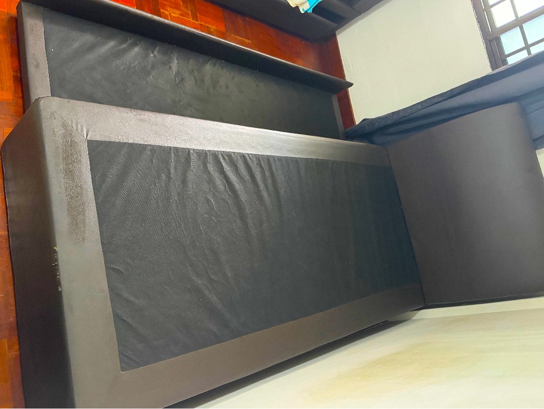 Used single bed frame with pull out, Furniture & Home Living, Furniture ...