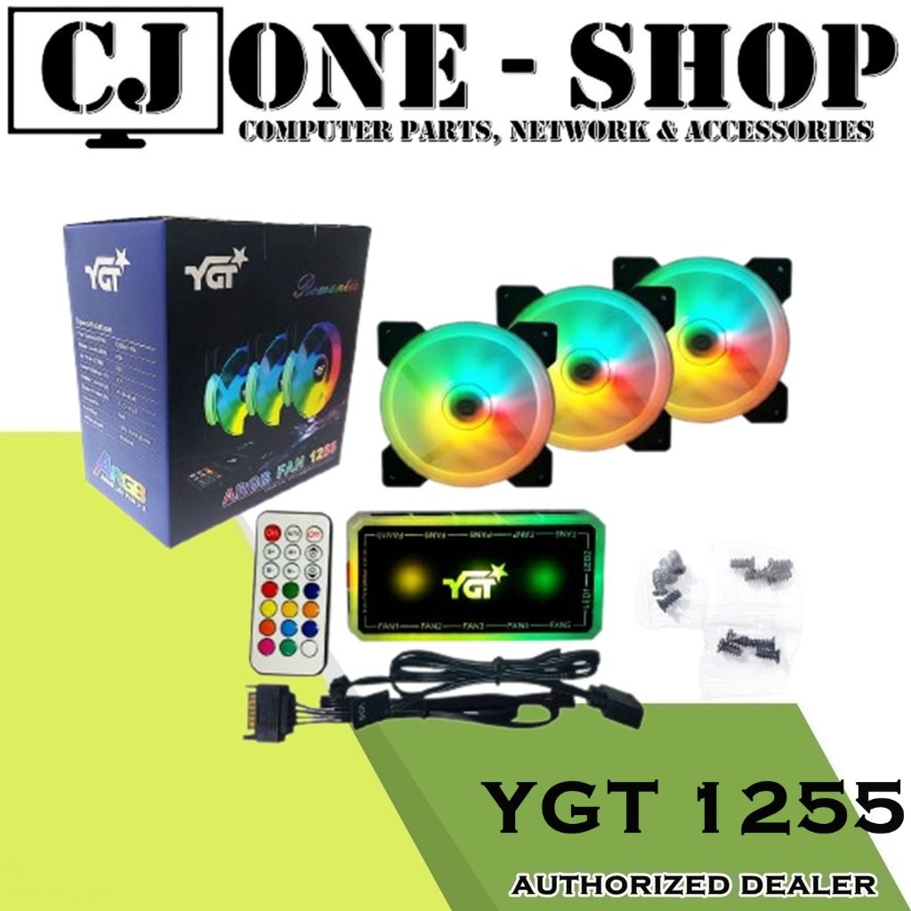 YGT ARGB 1255 Cooling 3 ARGB Fans with Control Hub and ARGB 3Pin/5V ...