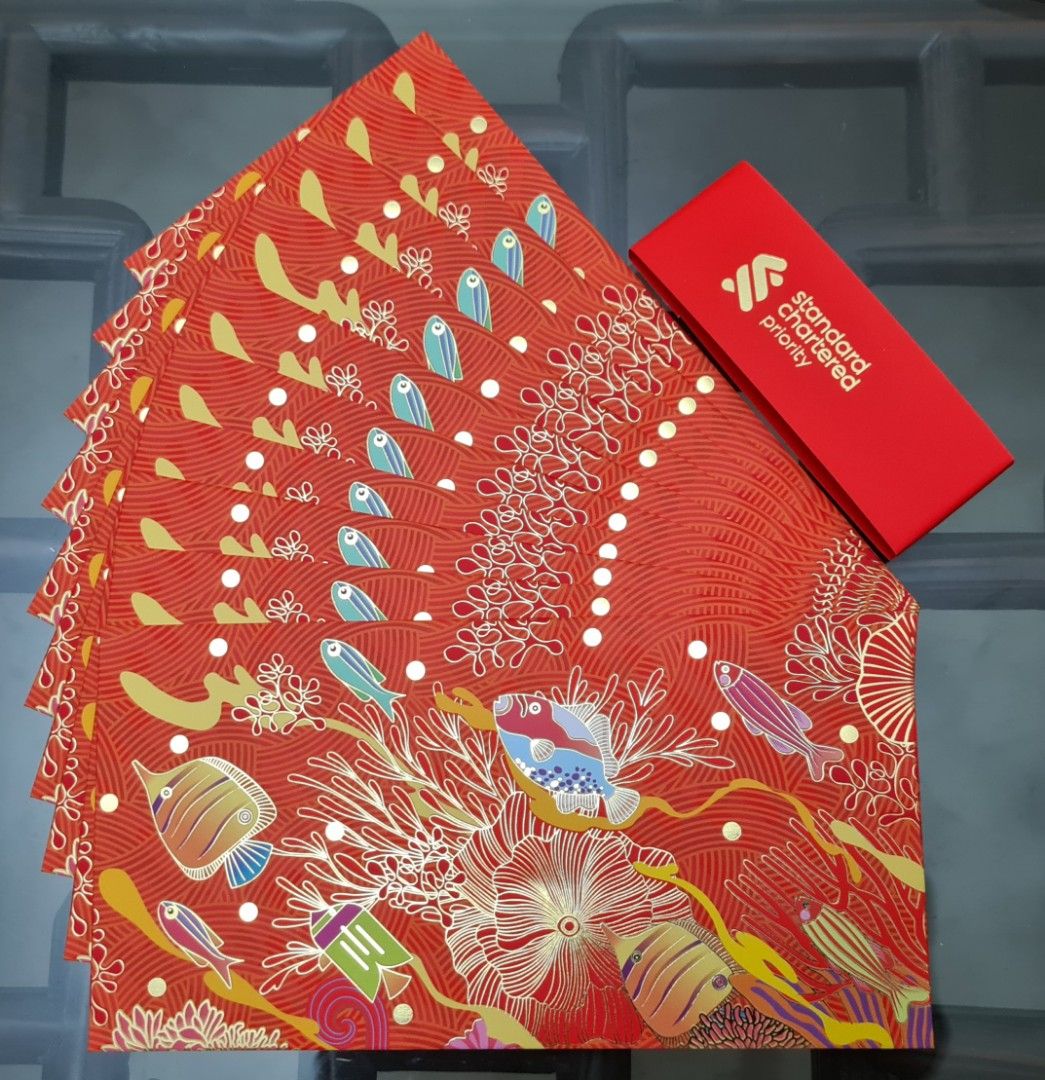 10 pcs Standard Chartered Bank (SCB) Priority 2024 Red Packet / Ang Bao ...