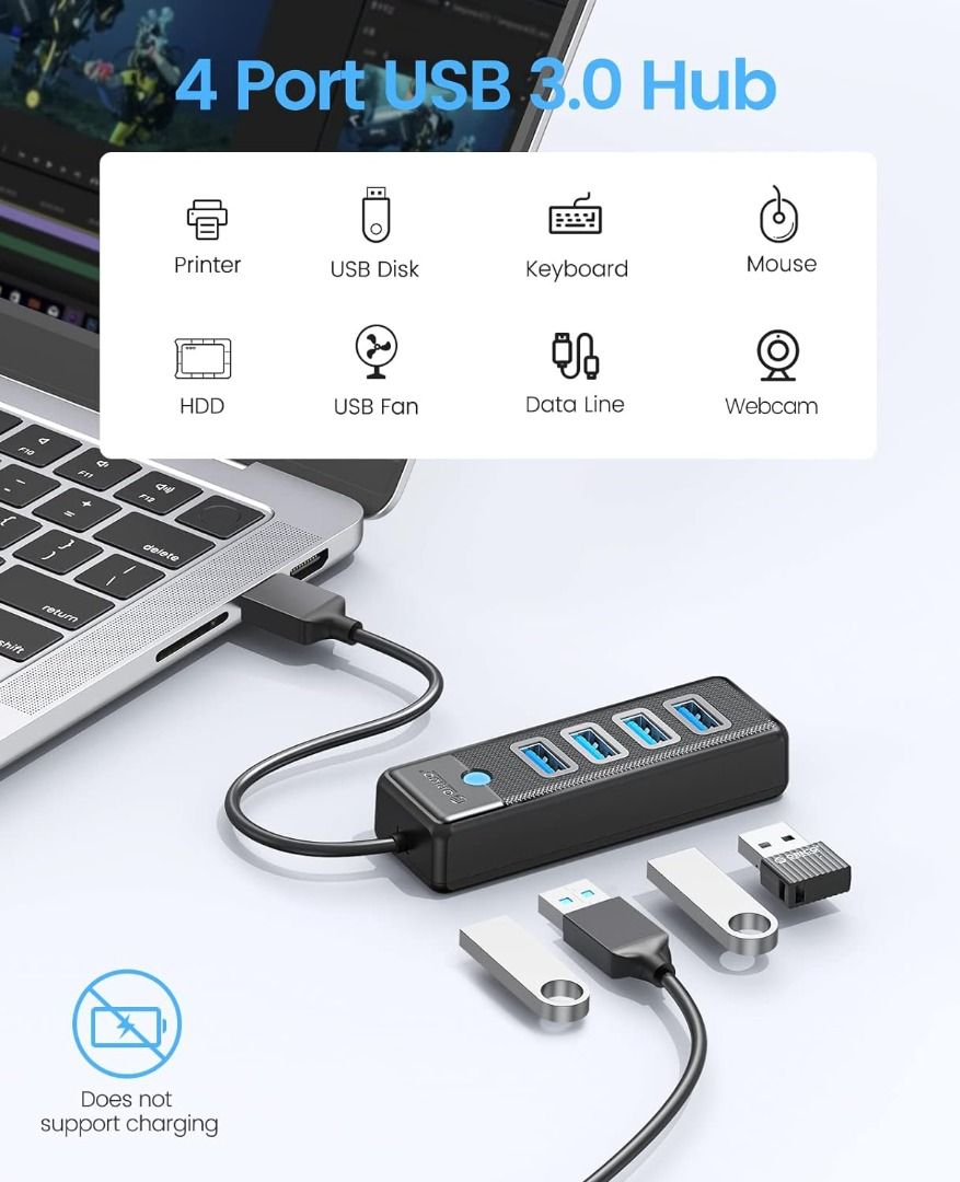實體店鋪 (PAPW4U-U3 $85 / PW4U-U3 $85) USB 3.0 Hub, ORICO 4-Port USB Hub, Ultra Slim USB Splitter ...