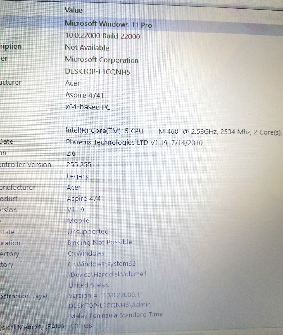 ACER Aspire 4741G Windows 11 Home Laptop Notebook (i5-460M / GT 320M ...