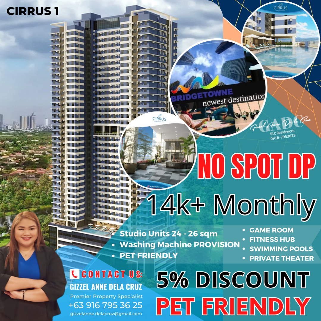 For Sale Affordable Condominium Studio Unit at Bridgetowne Pasig The Cirrus Tower , Property ...