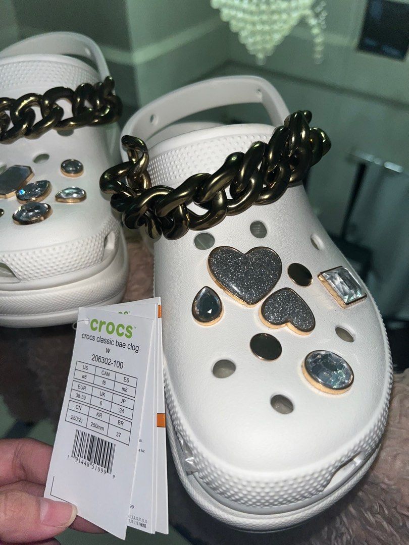 Crocs Classic Bae Platform Clog with chains and jibbitz - 24cm, Women's Fashion, Footwear ...