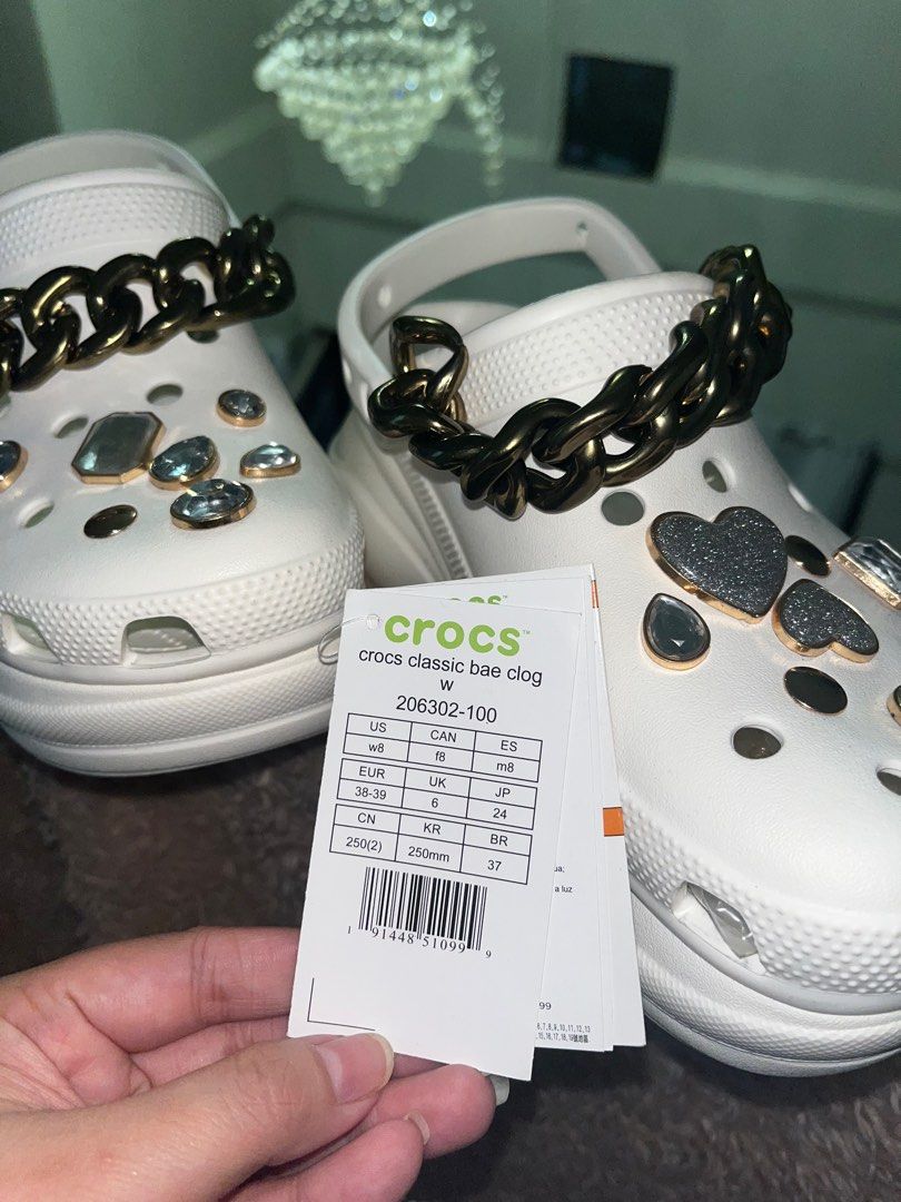 Crocs Classic Bae Platform Clog with chains and jibbitz - 24cm, Women's ...