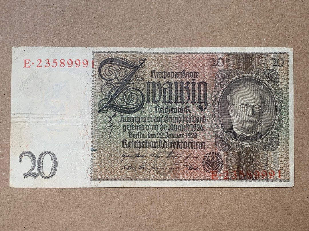 Germany 20 Mark 1929 Banknote, Hobbies & Toys, Collectibles ...