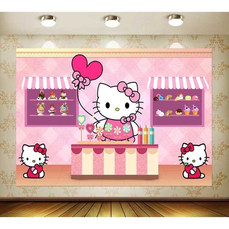 Hello Kitty Theme Backdrop 150cm x 100cm, Hobbies & Toys, Stationery ...