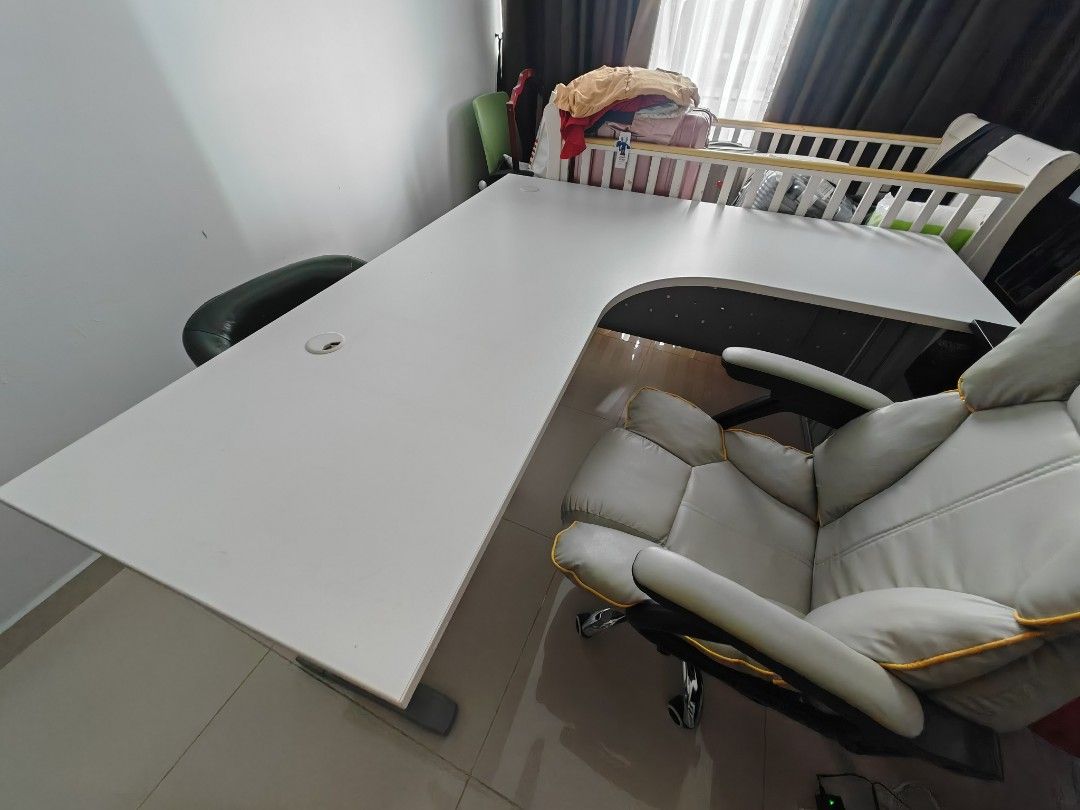 L shape workdesk table, Furniture & Home Living, Furniture, Tables ...