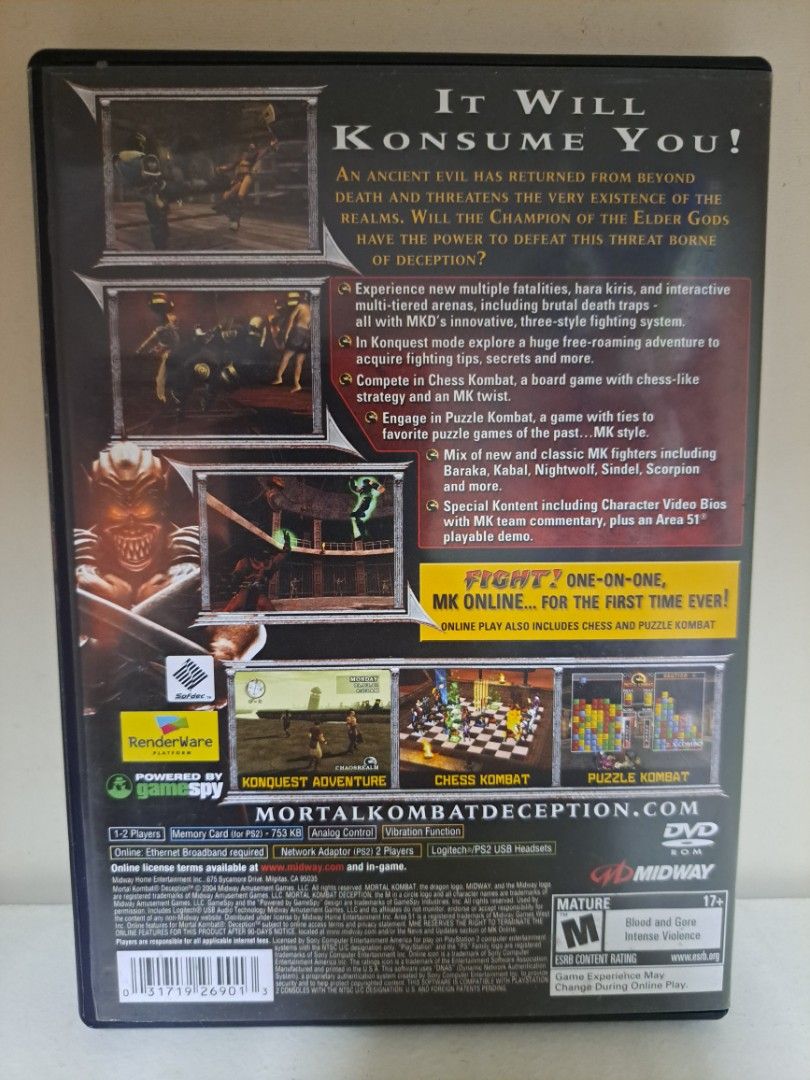 Ps2 Mortal Kombat Deception, Video Gaming, Video Games, PlayStation on ...