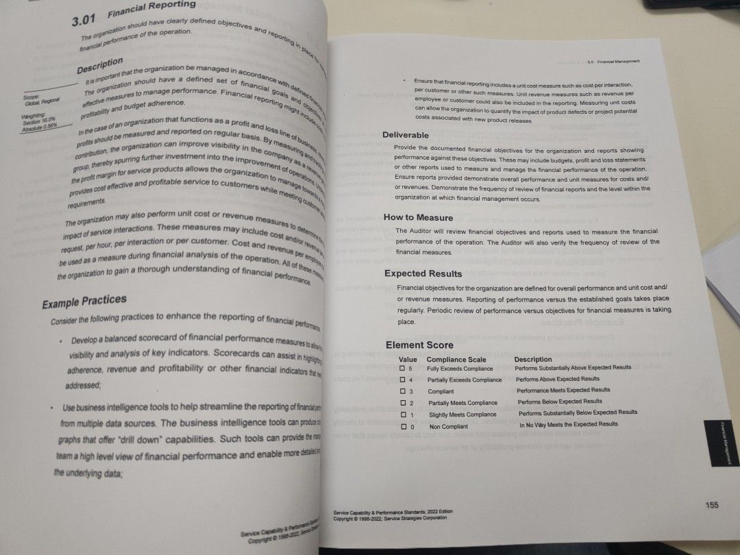 SCP service and capability & performance standard book support standard ...