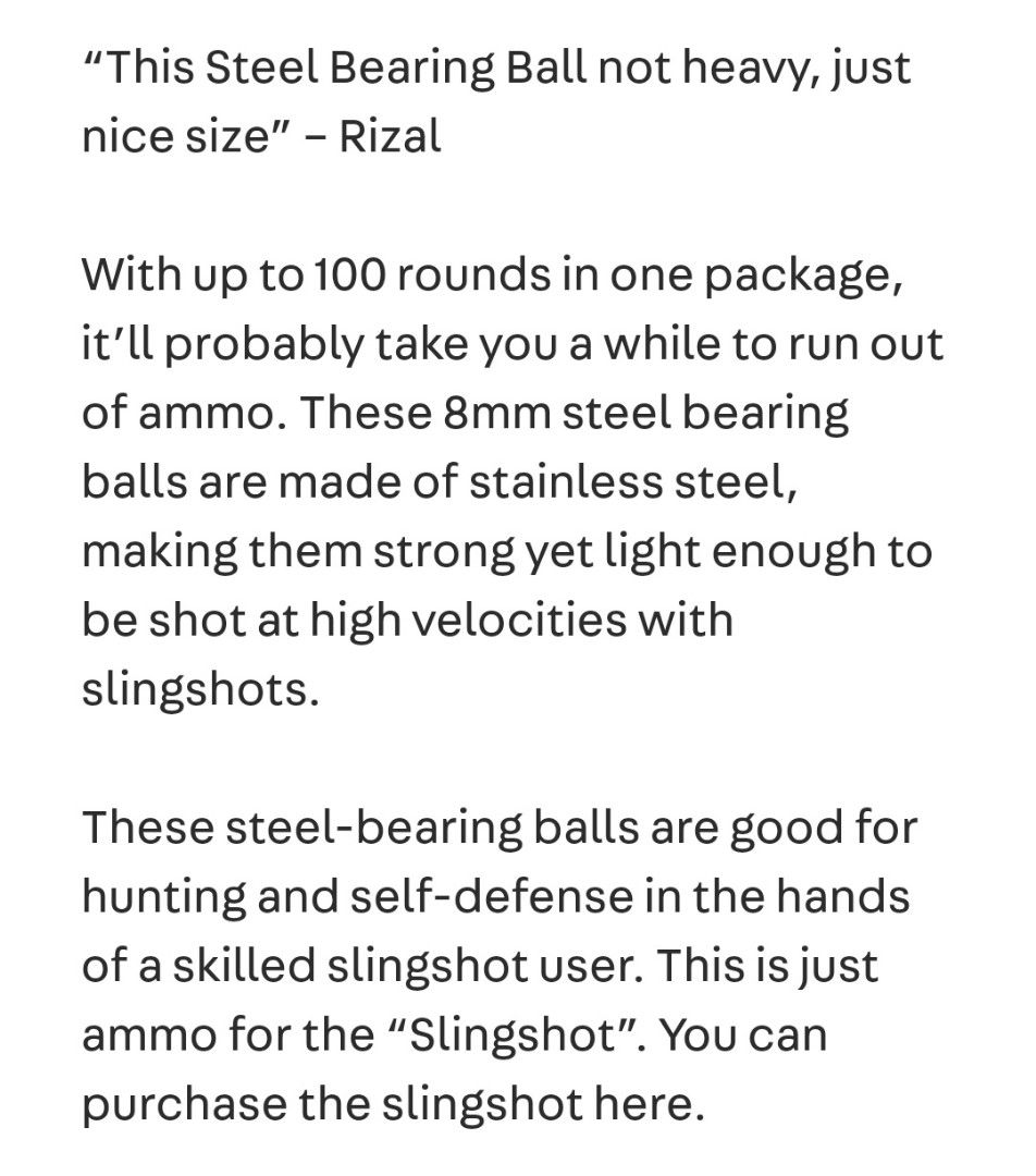 Steel Bearing Ball Slingshot / Batu Besi Lastik, Hobbies & Toys ...