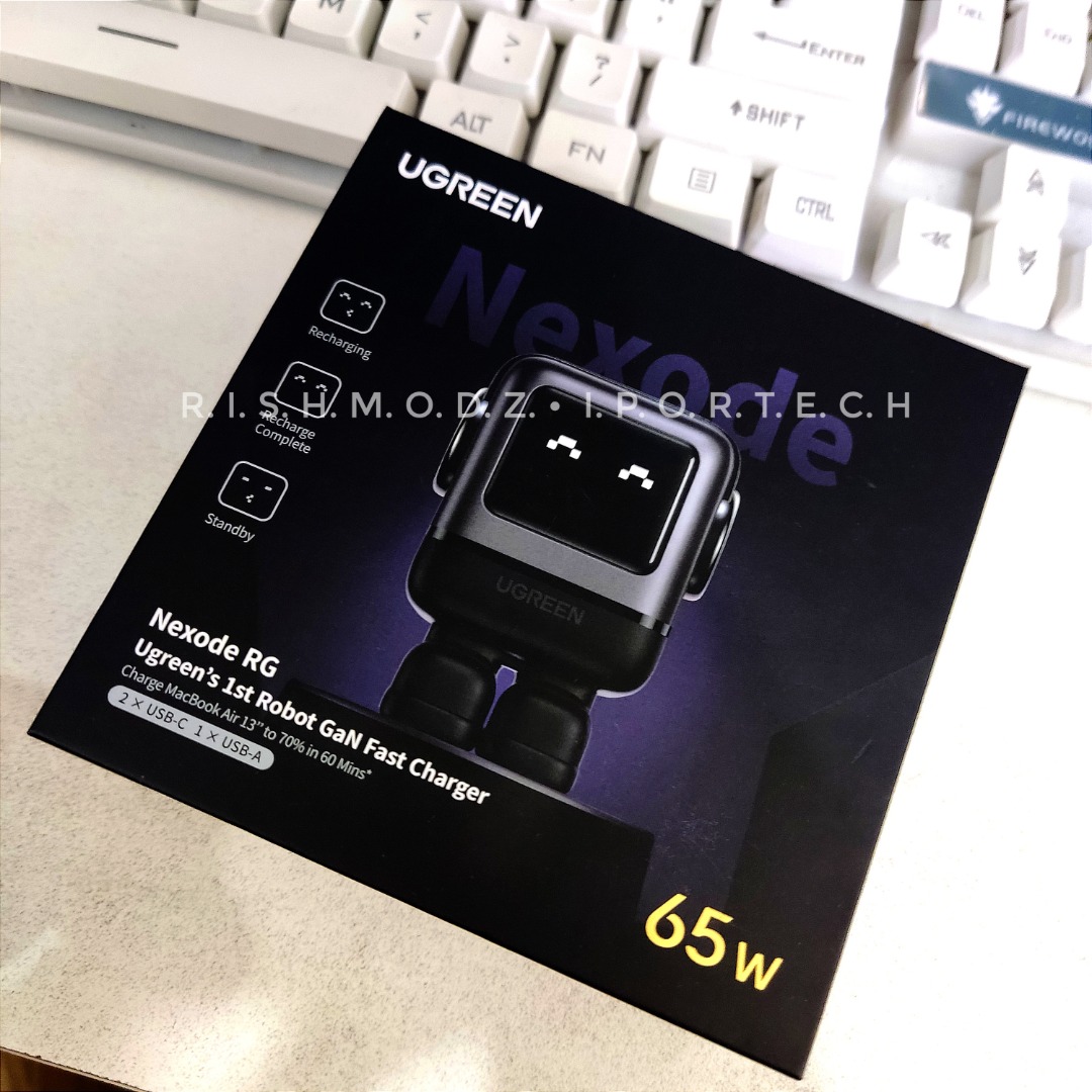 UGreen Mini Robot 65W 3-Port PD GAN Fast Charger (Space Grey), Mobile ...