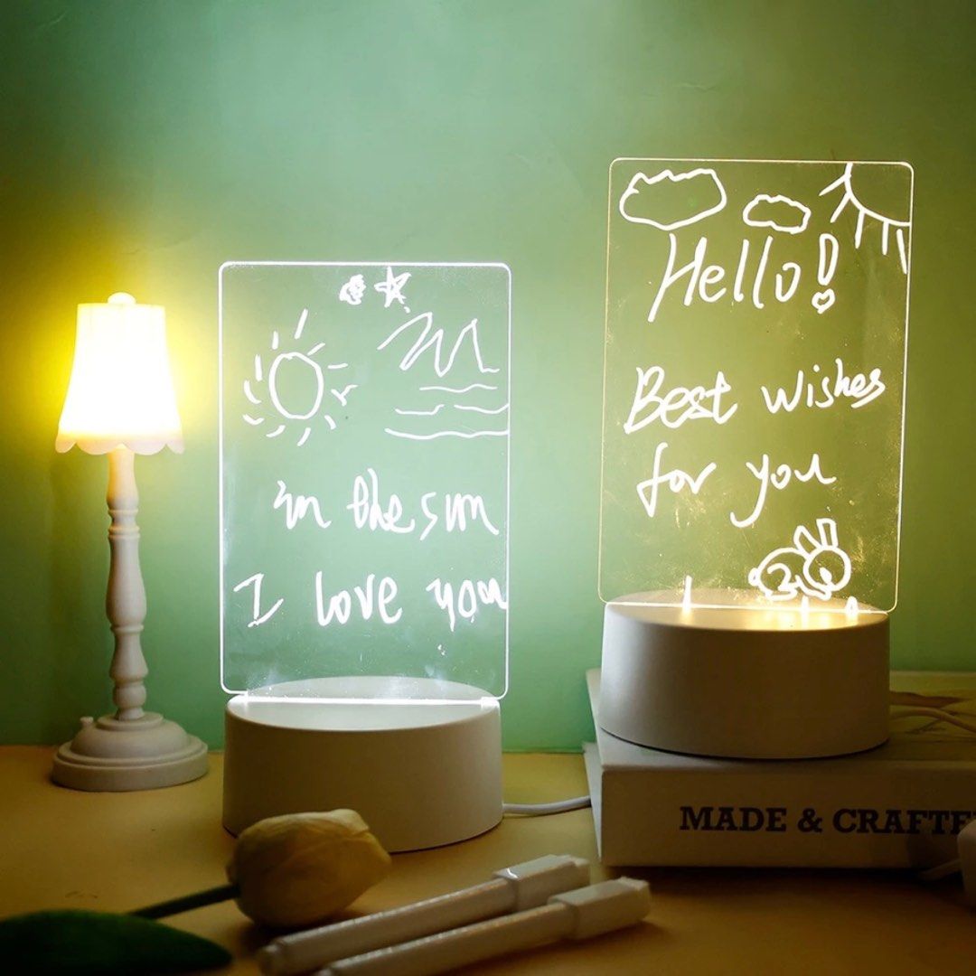 USB Note Board Lamp with Erasable Pen Led Night Light Desktop ...