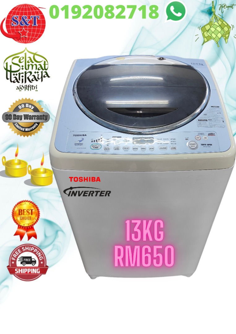 WASHING MACHINE TOSHIBA 13KG SDD INVERTER, TV & Home Appliances ...