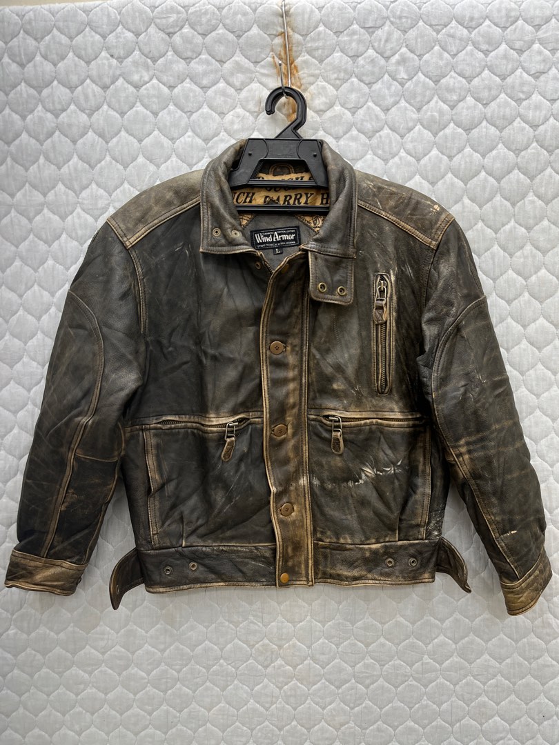 A(25). WIND ARMOUR LEATHER JACKET, Luxury, Apparel on Carousell