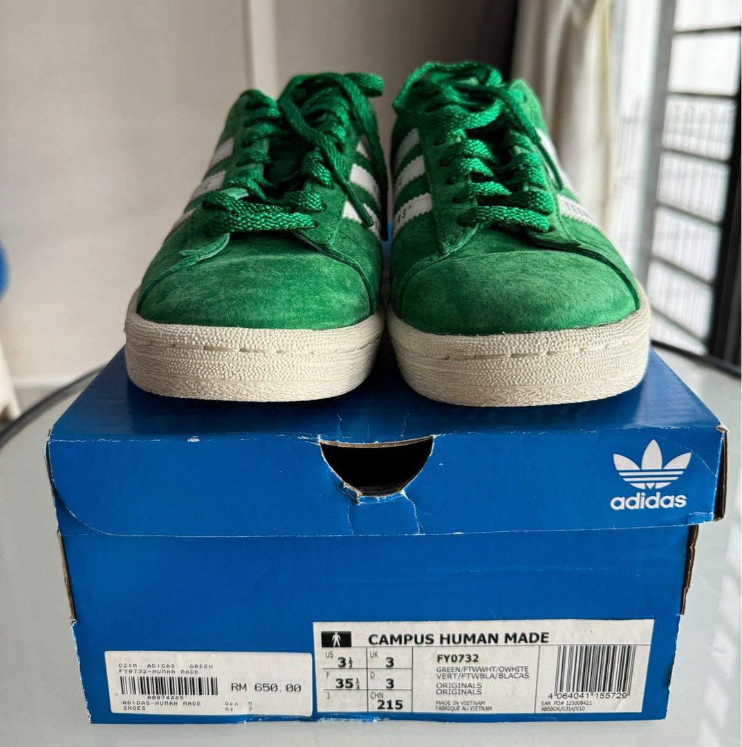 Adidas Campus x Human Made Shoes (Green), Women's Fashion, Footwear ...