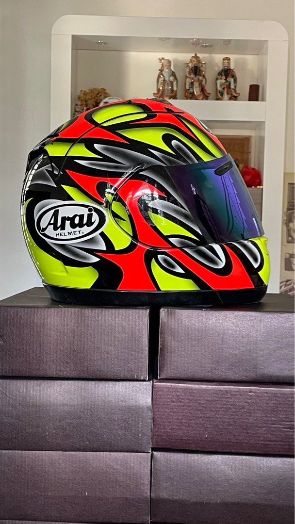 Arai RX-7 R 3 yellow livery full face racing helmet, Motorcycles ...
