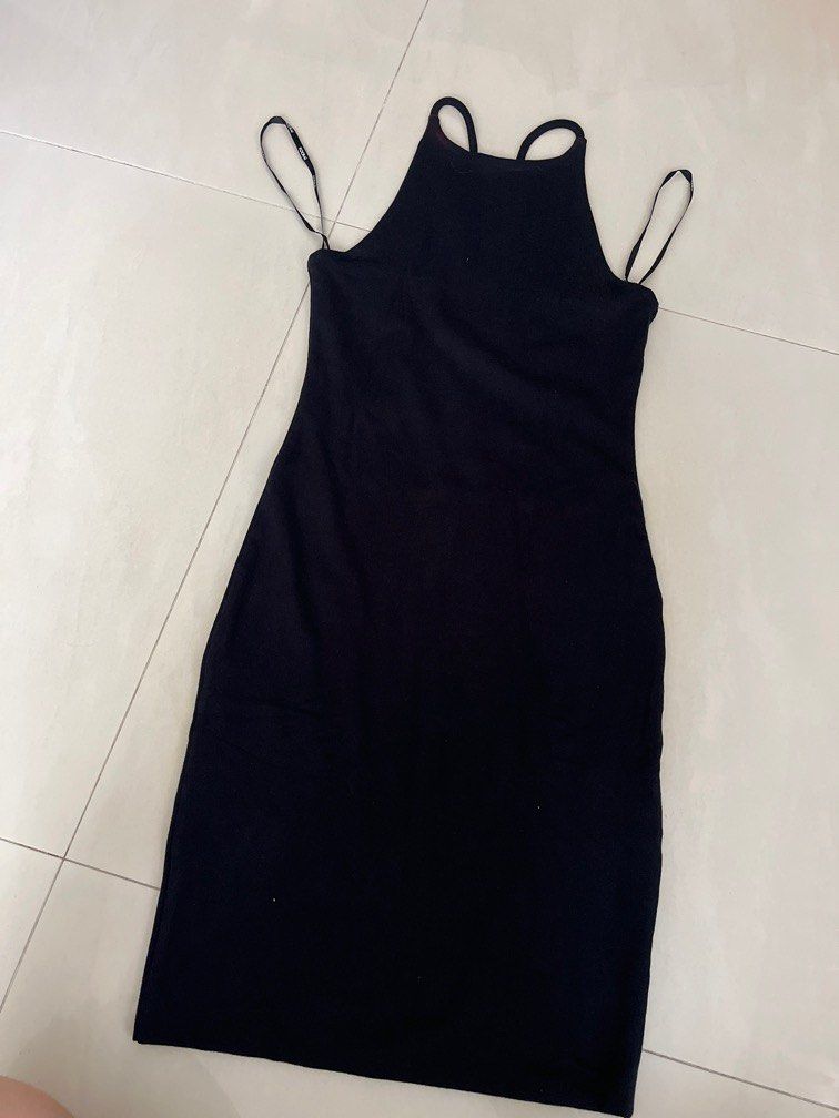 Black bodycon Dress brand Kookai australia, Fesyen Wanita, Pakaian ...