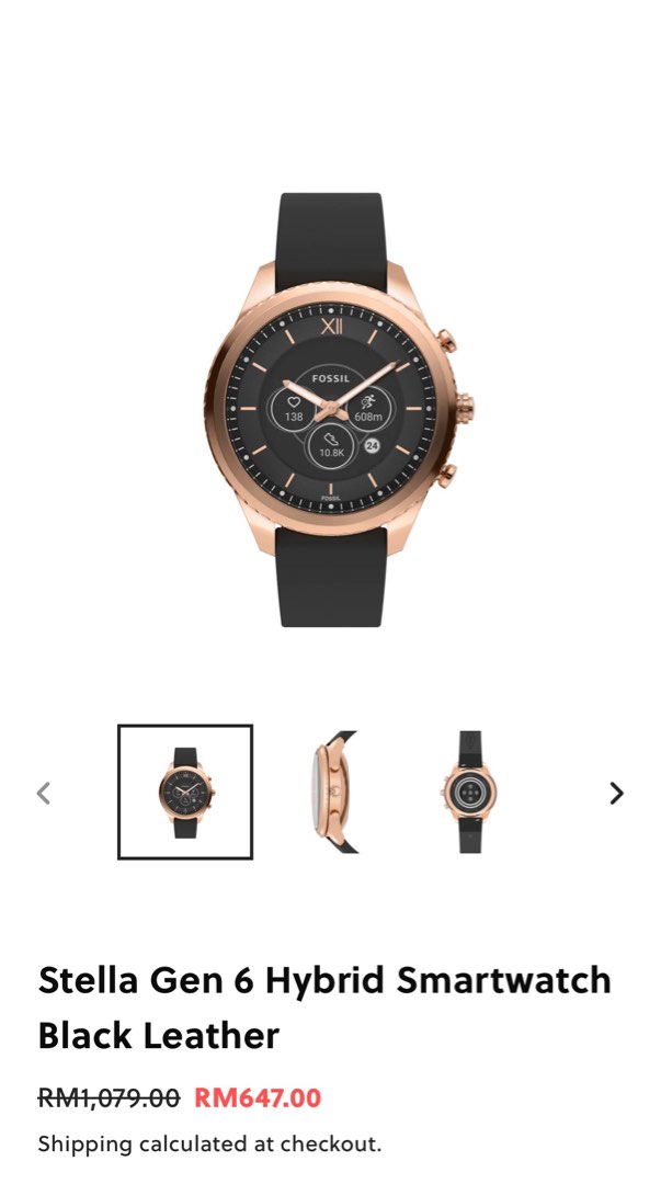 Fossil Stella Gen 6 Hybrid Smartwatch Black Leather, Luxury, Watches on ...