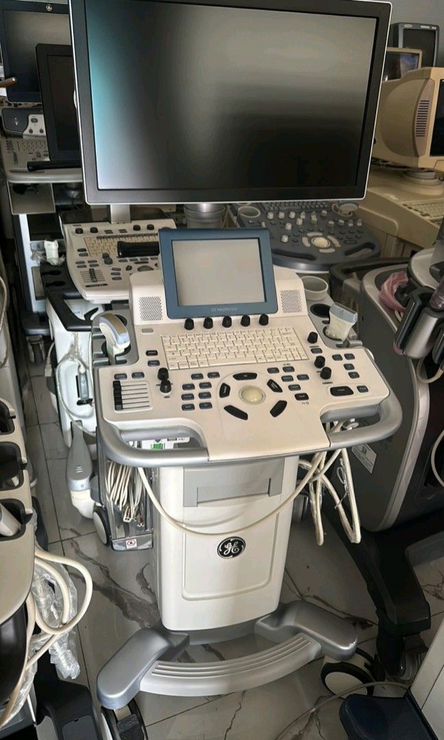 GE vivid T8 2D echo with Ultrasound 4 probes with printer and ecg cable ...