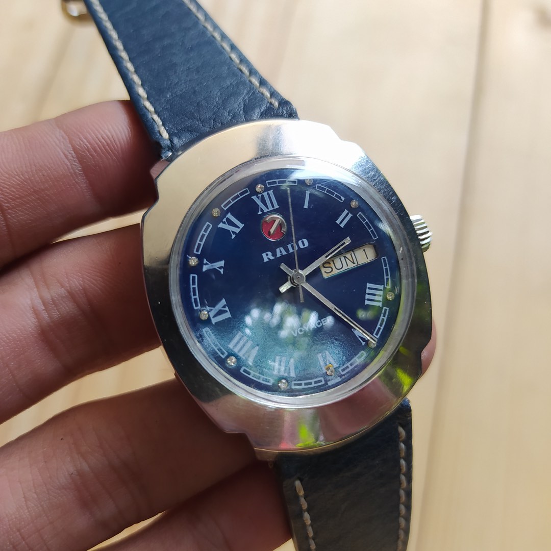 Jam tangan Vintage Rado Voyager Water Sealed Blue Dial Automatic Swiss ...