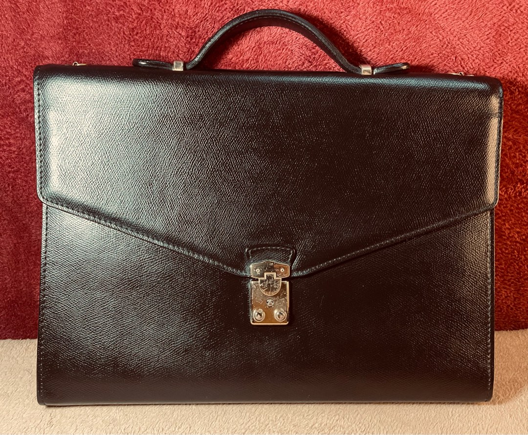 Lancel Hatchgrain Leather Handbag Briefcase in Black, Men's Fashion ...