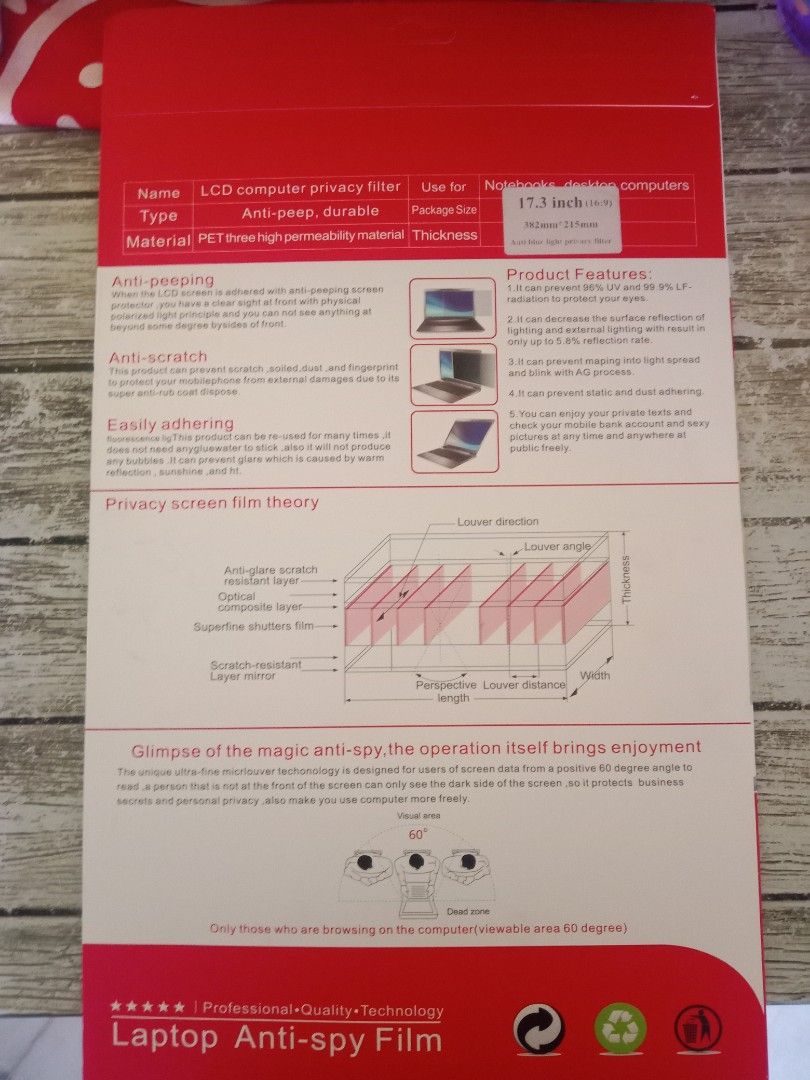 Lcd computer privacy filter, Computers & Tech, Parts & Accessories ...
